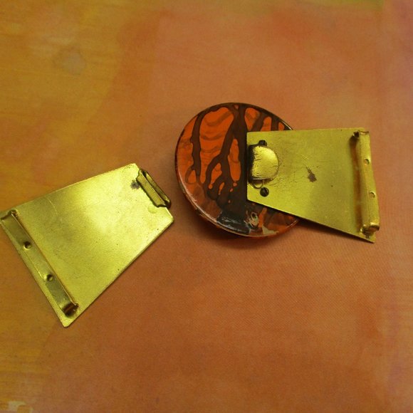 Vintage | Accessories | Mod 96s Orange Gold Two Piece Belt Buckle ...
